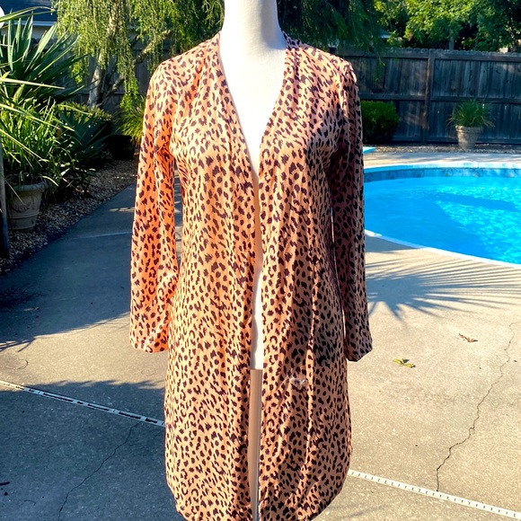 Tops | Ladies Animal Print Duster Long Sleeve Medium | Poshmark